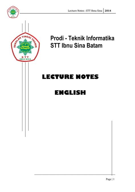 Lecture Notes Stt Informatika Pdf