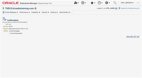 Oracle Enterprise Manager 13c Kill Session For Application
