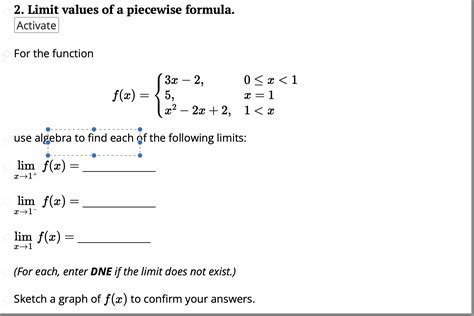 Solved Limit Values Of A Piecewise Formula For The Chegg