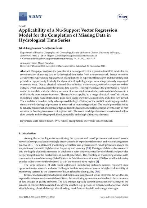 Pdf Applicability Of A Nu Support Vector Regression Model For The Completion Of Missing Data