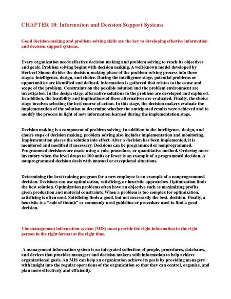 Information And Decision Support Systems Summaries Information