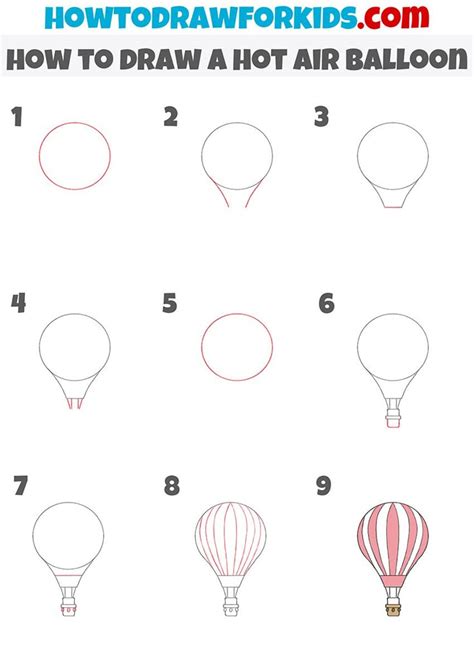 How To Draw A Hot Air Balloon Easy Draw Hot Air Balloon Drawing Hot