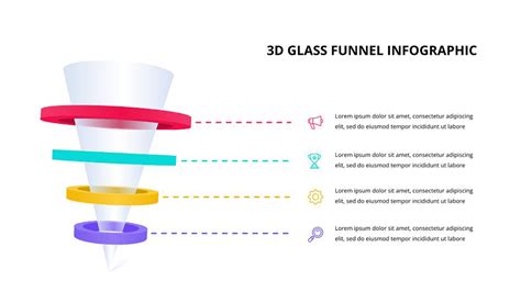 D Glass Model Funnel Chart PowerPoint Template SlideKit