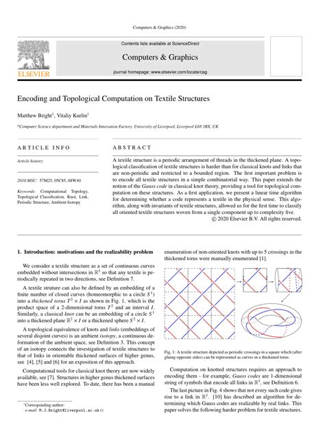 Pdf Encoding And Topological Computation On Textile Structures