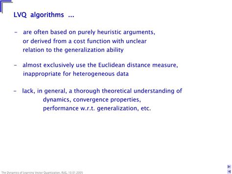 Ppt The Dynamics Of Learning Vector Quantization Powerpoint