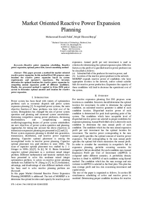pdf market oriented reactive power expansion planning