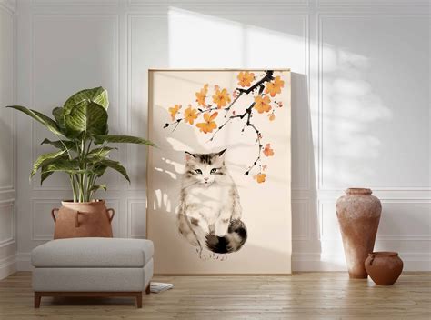 Vintage Japanese Cat Poster Japanese Cat Print Cat T T For Cat