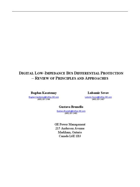 Digital Low Impedance Bus Differential Protection Review O Pdf Relay Ct Scan