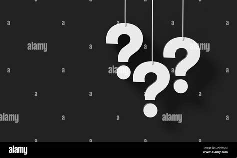 faq concept three question marks white hanging on black wall