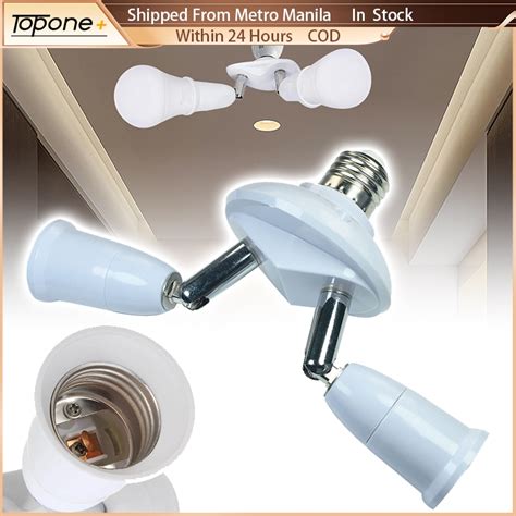 E Light Bulb Socket Splitter Adapter Heads Bulb Converter Light Lamp Holder White Shopee