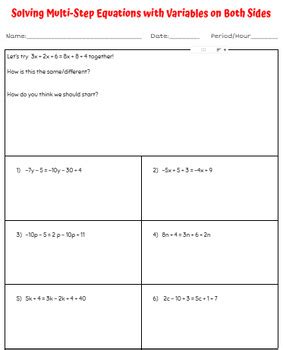 Unit 2 Solving Equations Emerging Equations Variables On Both Sides Edit
