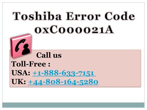 PPT Toshiba Error Code XC A PowerPoint Presentation Free Download ID