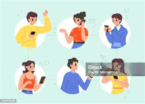 그룹 온라인 대화 화상 무선 회의 회사 인터뷰 친구 가상 채팅 또는 전화 십대 학생 디지털 연결 아늑한 벡터 문자 가상현실에 대한 스톡 벡터 아트 및 기타 이미지 Istock