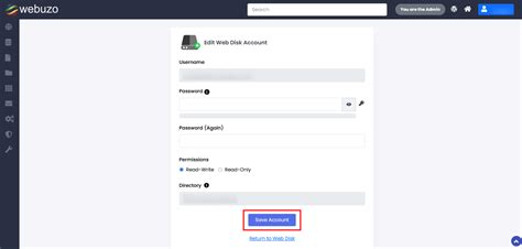 Change Web Disk Password Webuzo