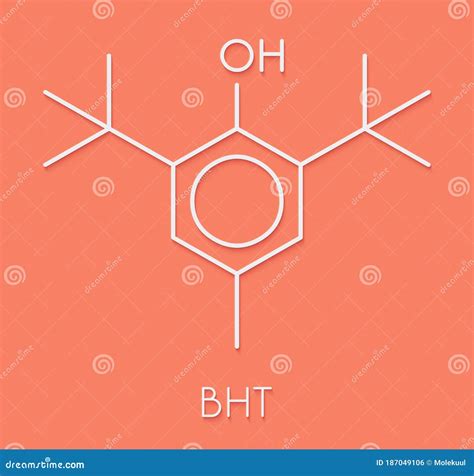 Butylated Hydroxytoluene Bht Antioxidant Molecule Stylized 2d Renderings And Conventional