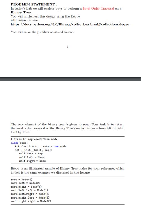 Solved Level Order Traversal Question Problem Statement In Course Hero