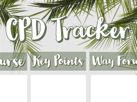 Cpd Tracker Fern Teaching Resources