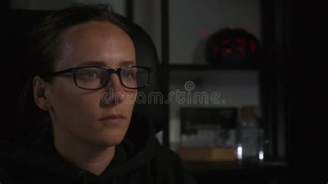 Focused Young Female Programmer Coding At A Computer Screen Stock Video Video Of Programming