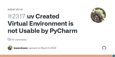 Uv Created Virtual Environment Is Not Usable By PyCharm Issue 2317