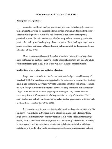 How To Manage Of A Large Class Download Free Pdf Educational