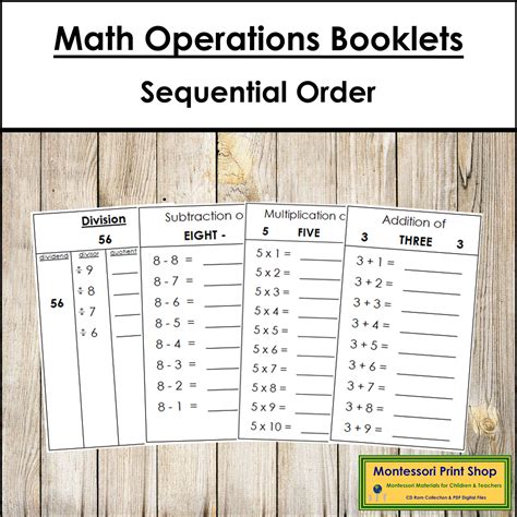 Math Operations Booklets Sequential Order Large Primary Math Made By Teachers