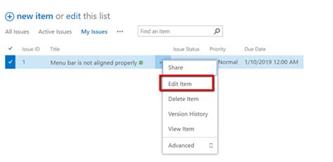 working with issue 🐞 tracking list in sharepoint