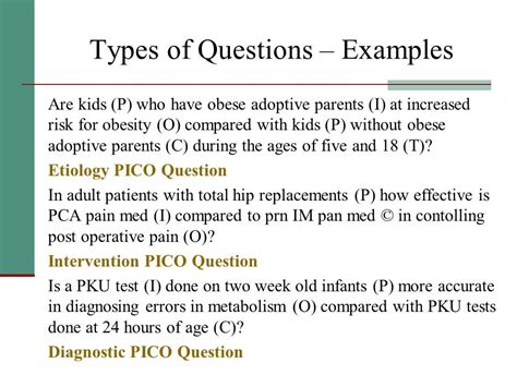 Pediatric Pico Question Examples
