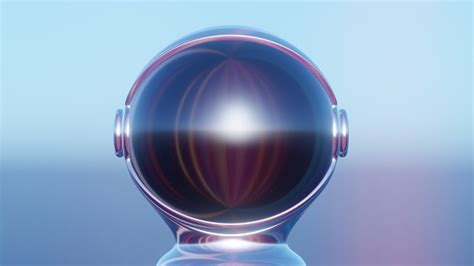 홀로그램 해석이 적용된 3d 우주 비행사 헬멧은 매혹적인 이미지에 태양 반사와 다양한 색상을 특징으로 합니다 0명에 대한 스톡