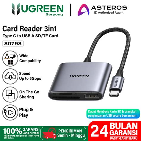 Jual Ugreen Card Reader In Usb Type C Ke Usb A Sd Card Tf Card For Hp Laptop Macbook