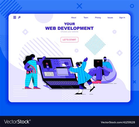 Web Development Landing Page Template Royalty Free Vector
