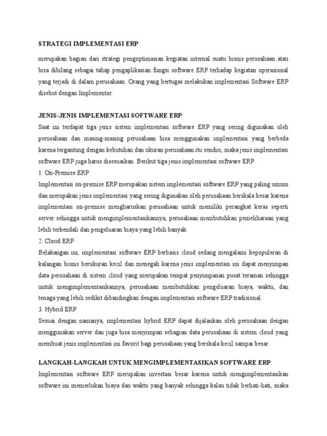 Strategi Implementasi Erp Pdf