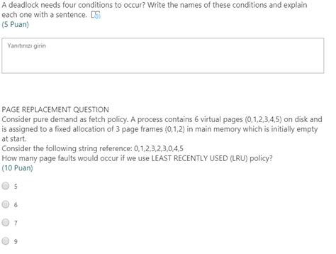 Solved A Deadlock Needs Four Conditions To Occur Write The