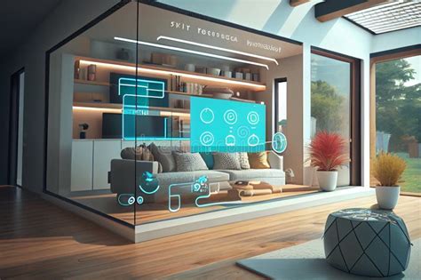 Smart Home Interface With Augmented Realty Of Iot Stock Illustration