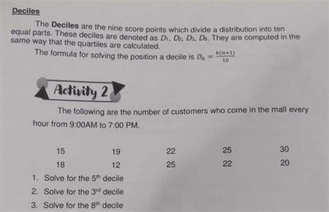 solved deciles the deciles are the nine score points which divide a