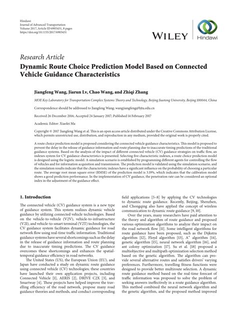 Pdf Dynamic Route Choice Prediction Model Based On Connected Vehicle Guidance Characteristics