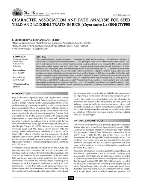 Pdf Character Association And Path Analysis For Seed Yield And