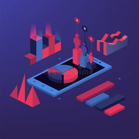 Mobile Report Analysis Tool App Flat 3d Isometry Isometric Business