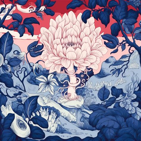 Premium Photo A Drawing Of A Tree With A Flower In The Middle