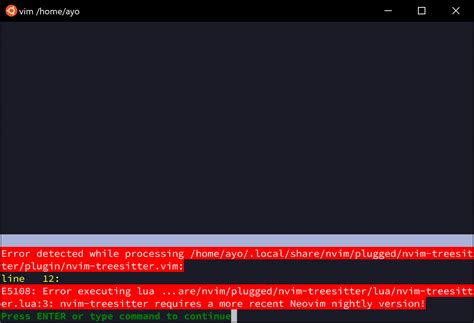 nvim treesitter requires a more recent neovim nightly version but i m already on the latest