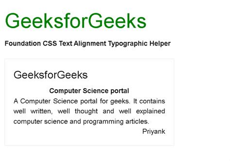 Foundation CSS Typography Helpers Text Alignment GeeksforGeeks