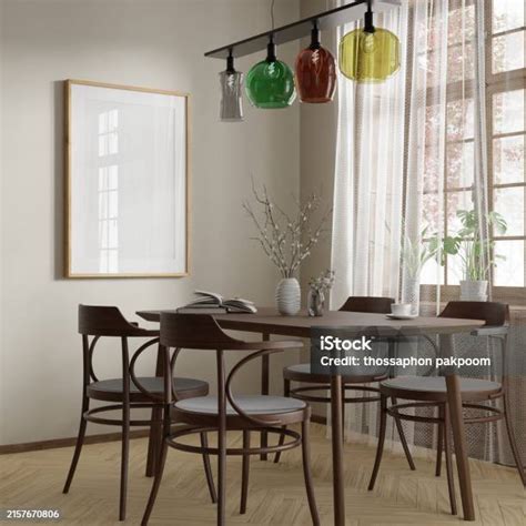 프레임 인테리어 모형 프레임 포스터 나무 빈 한 프레임 그림 인테리어 식당 일러스트 3d 렌더링 0명에 대한 스톡 사진 및 기타