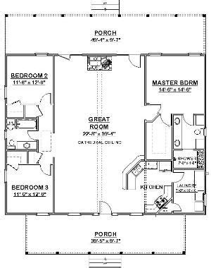 Four Bedroom 40x40 Floor Plans Spacious Cottage 3 Bed 2 Bath Custom
