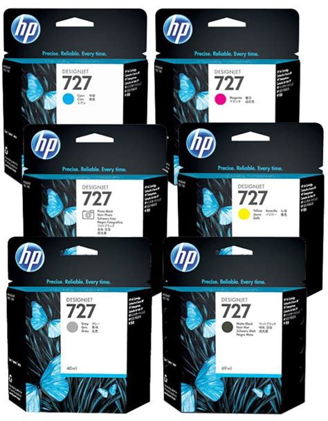 Картридж HP 727 комплект (C,M,Y,pK,mK,G) 5шт x 40мл, 1шт x 69мл купить ...