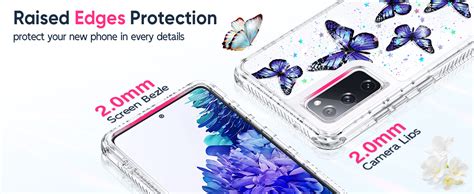 Amazon Com LeYi For Samsung Galaxy S FE G Bling Glitter Clear Case With Butterfly Pattern