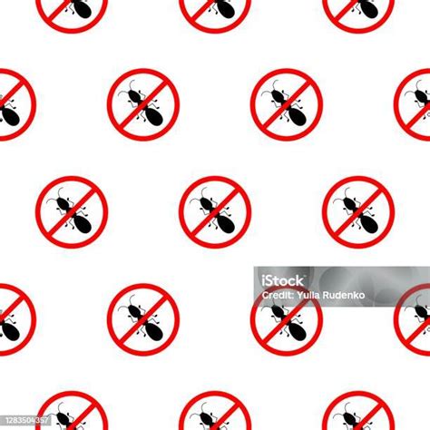 금지 기호 원활한 패턴과 개미없습니다 안티 개미 해충 방제 금지 금지 곤충 실루엣 벡터 0명에 대한 스톡 벡터 아트 및 기타 이미지 Istock