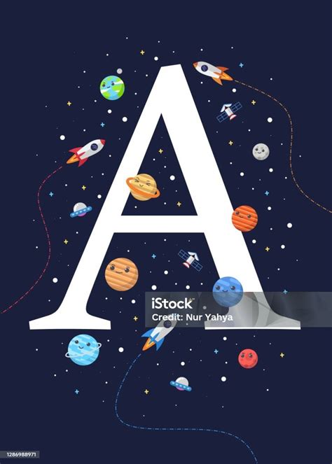 우주를 테마로 한 편지 A 아이들을위한 벡터 일러스트 공간 0명에 대한 스톡 벡터 아트 및 기타 이미지 0명 과학 교육