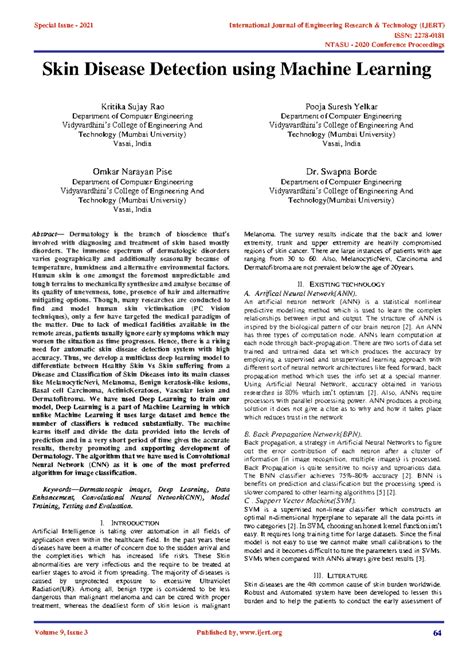 Skin Disease Detection Using Machine Learning Ijertconv 9is03016 Skin