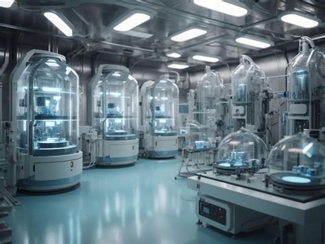 미래 과학 실험실 배경 프리미엄 사진