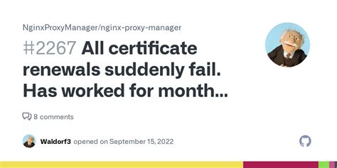 All Certificate Renewals Suddenly Fail Has Worked For Months If Not