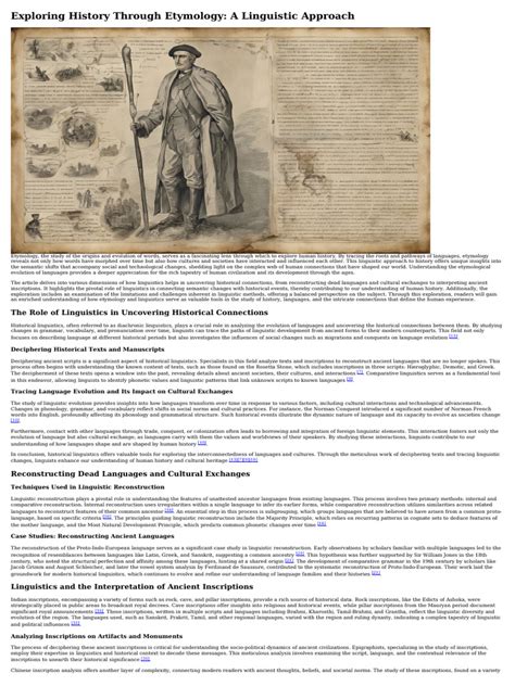 Exploring History Through Etymology A Linguistic Approach Pdf Linguistics Human